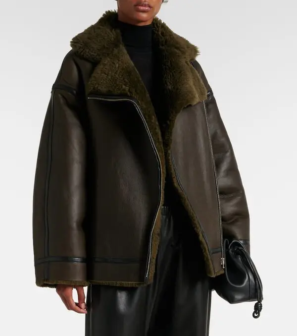 Nour Hammour Jacqueline Shearling-trimmed Leather Jacket