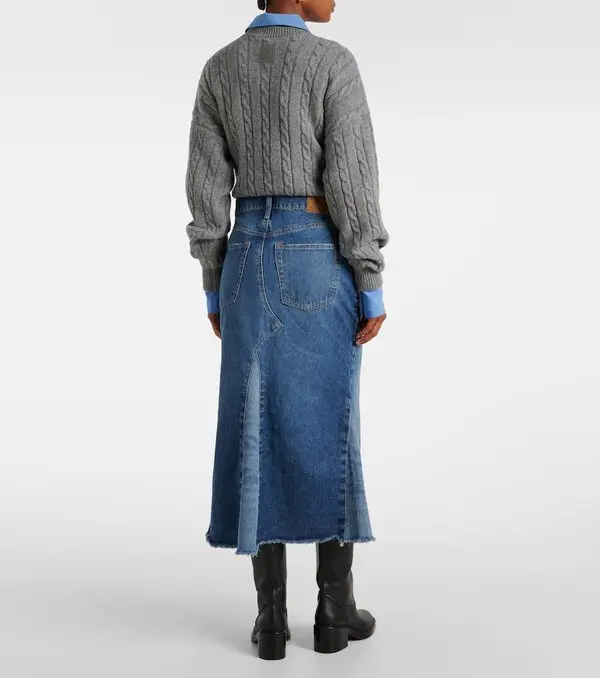 Polo Ralph Lauren Deconstructed Denim Midi Skirt