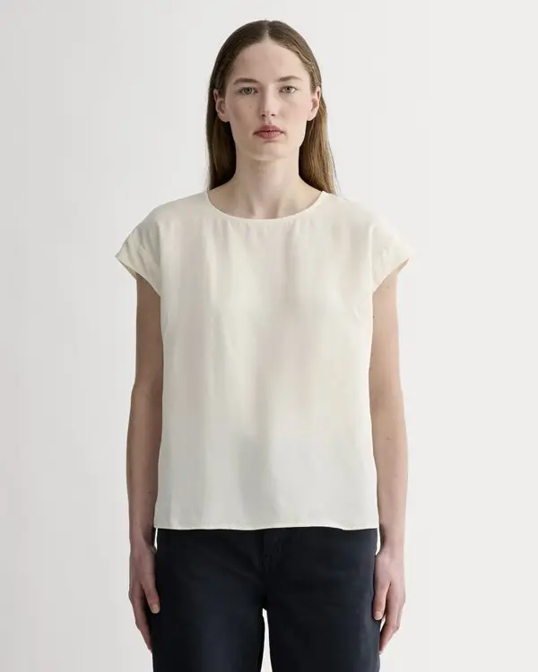 Everlane Muscle Top In Butterlite Fabric - Bone White