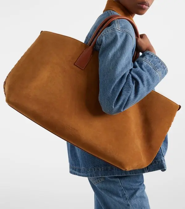Bottega Veneta Large Suede Cabat Tote - Brown