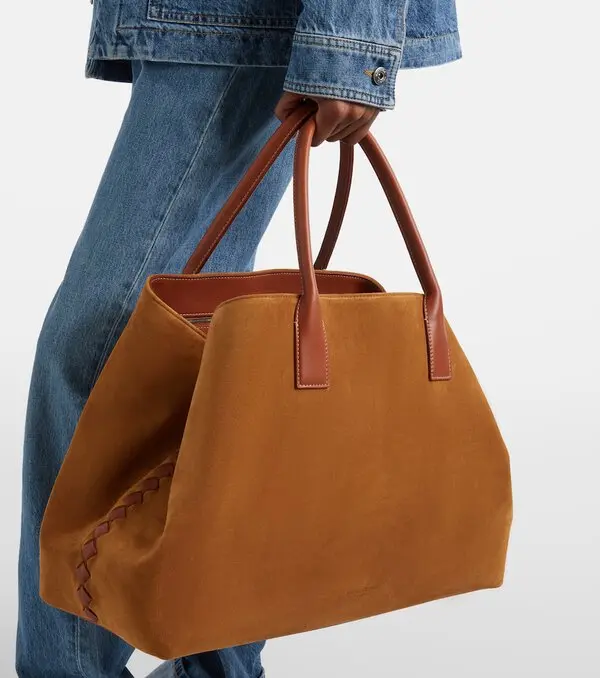 Bottega Veneta Large Suede Cabat Tote - Brown