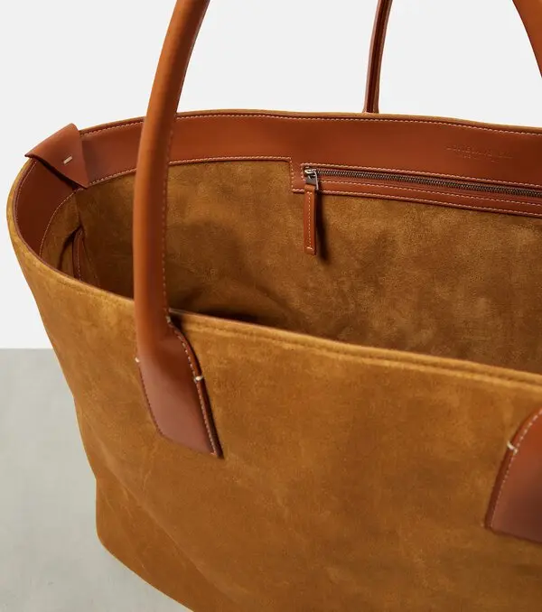 Bottega Veneta Large Suede Cabat Tote - Brown
