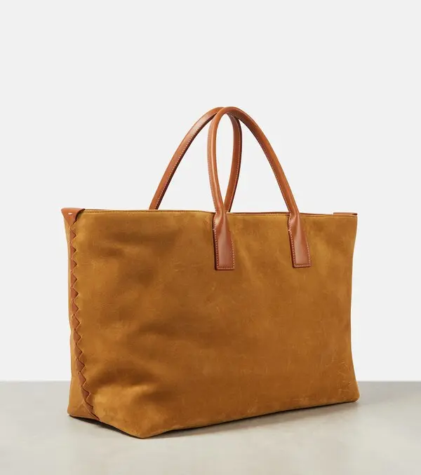 Bottega Veneta Large Suede Cabat Tote - Brown