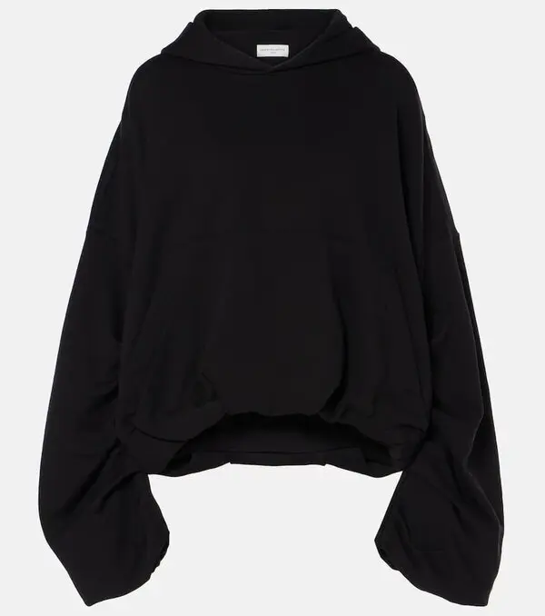 Dries Van Noten Oversized Cotton Jersey Hoodie - Black