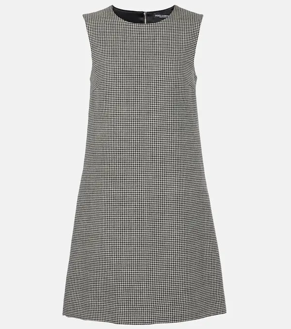 Dolce & Gabbana Houndstooth Wool Minidress - Black