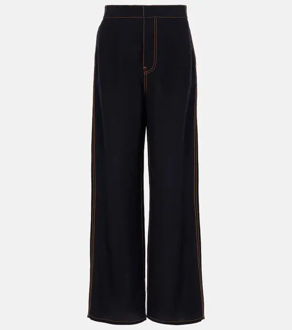 Alaïa Tailored Wool-blend Georgette Wide-leg Pants