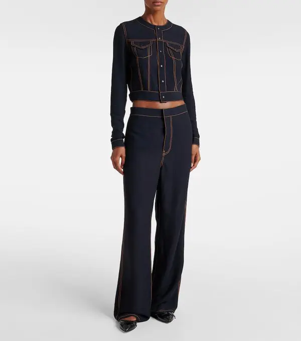 Alaïa Tailored Wool-blend Georgette Wide-leg Pants