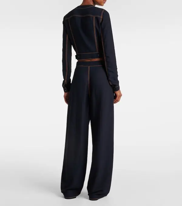 Alaïa Tailored Wool-blend Georgette Wide-leg Pants