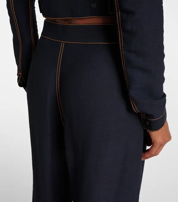 Alaïa Tailored Wool-blend Georgette Wide-leg Pants