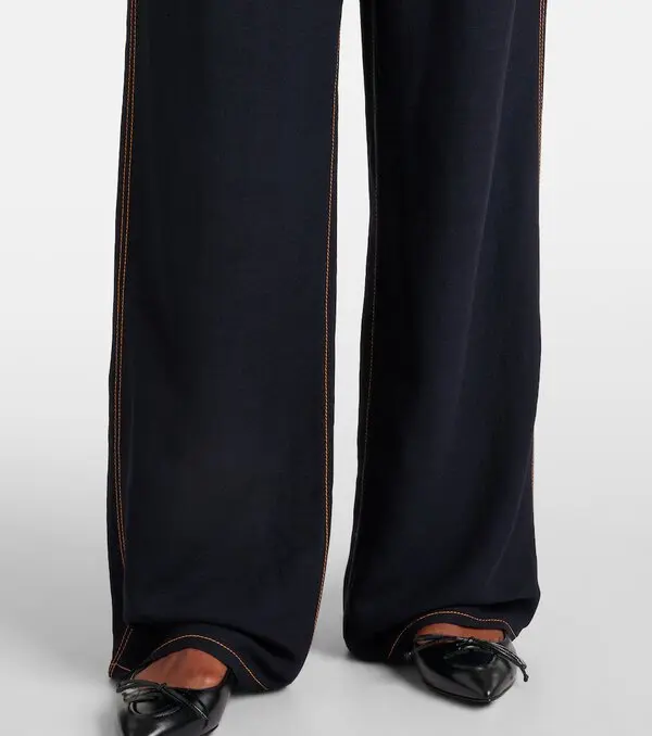 Alaïa Tailored Wool-blend Georgette Wide-leg Pants
