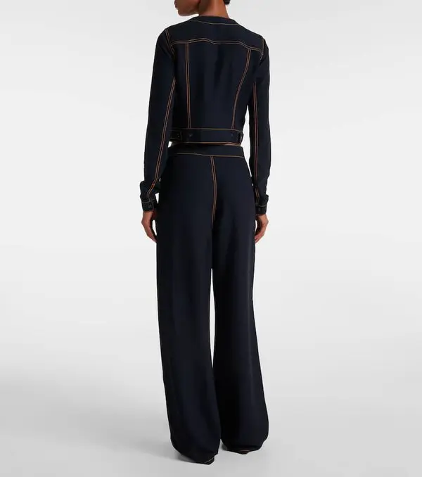 Alaïa Tailored Wool-blend Georgette Wide-leg Pants
