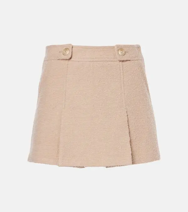 TOM FORD Wool And Silk-blend Bouclé Miniskirt - Beige