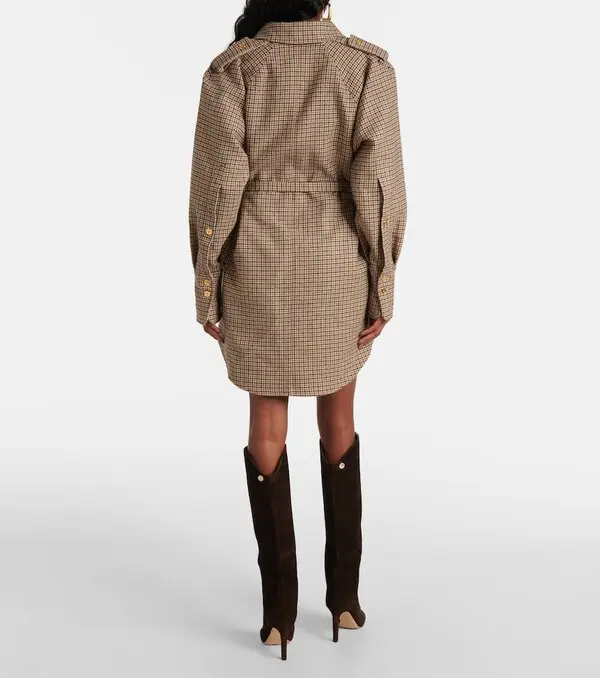PATOU Houndstooth Flannel Shirt Dress