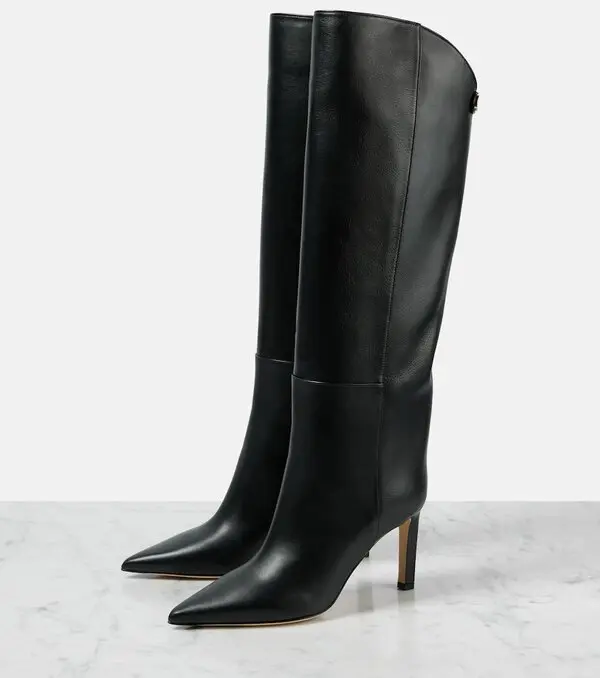 JIMMY CHOO Alizze 85 Leather Knee-high Boots - Black