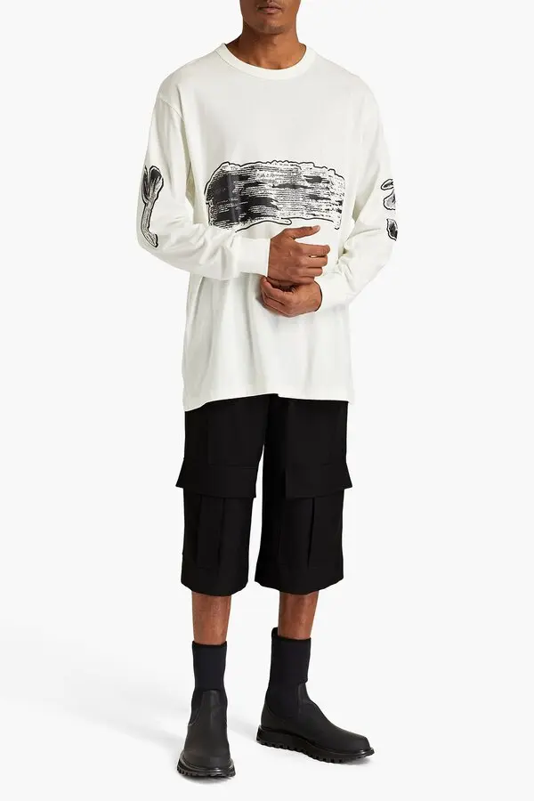 Y3 Printed Stretchcotton Jersey Tshirt