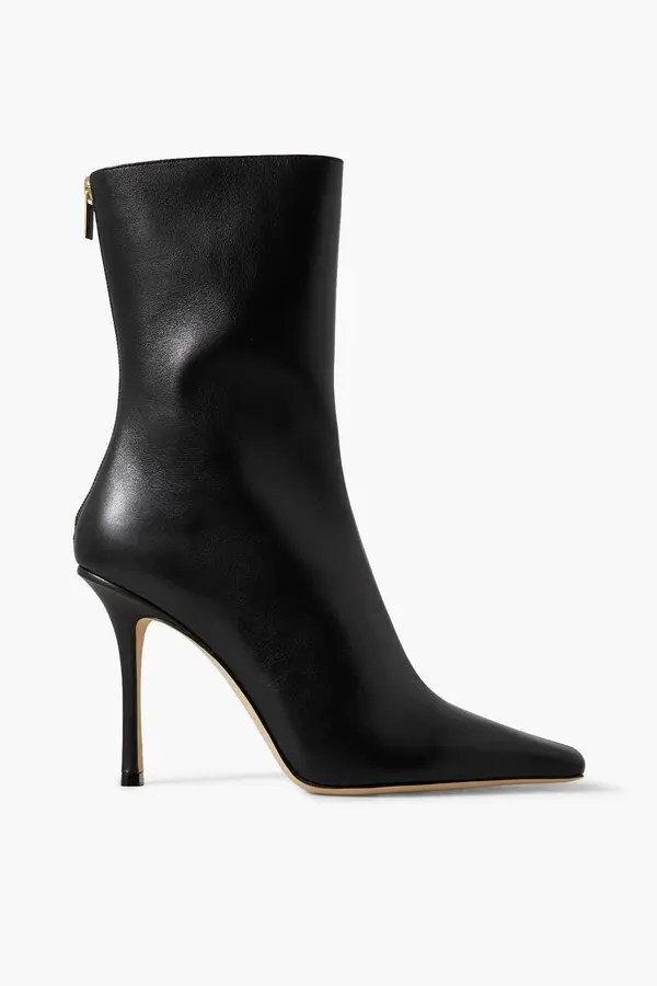 JIMMY CHOO Agathe 100 Leather Ankle Boots - Black