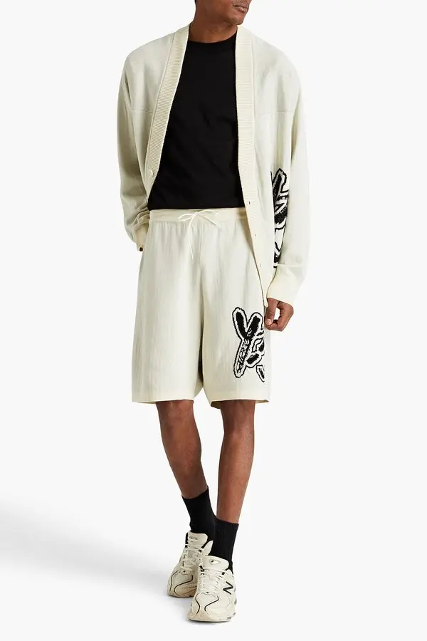 Y3 Intarsia-knit Drawstring Shorts - Off-white