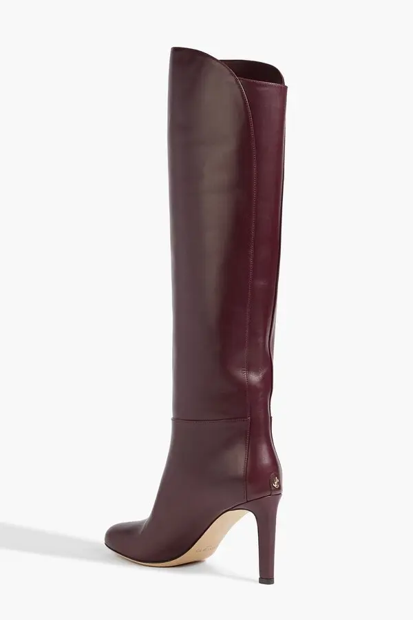 JIMMY CHOO Karter 85 Leather Knee Boots - Burgundy