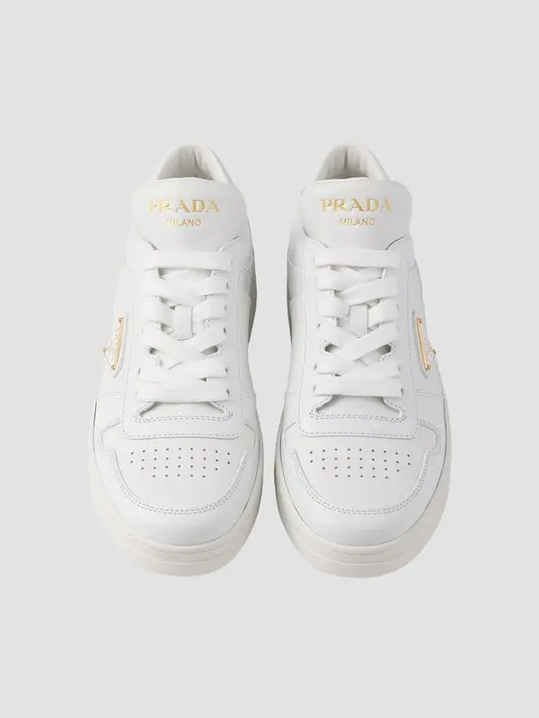 Prada S Downtown Leather Sneakers - White