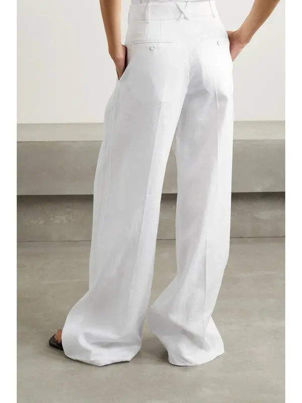 Another Tomorrow Net Sustain Pleated Wide-leg Pants - White