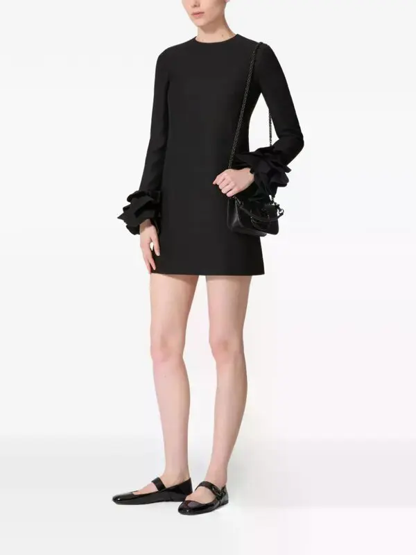 Valentino Garavani Crepe Couture Embroidered Mini Dress - Black