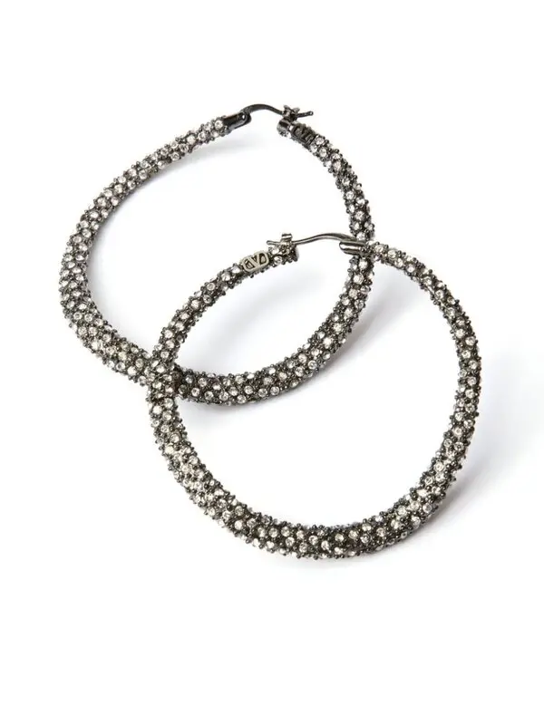 Valentino Garavani Shadowshine Crystal Hoop Earrings - Silver