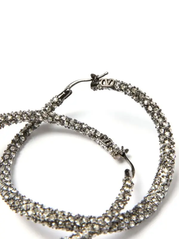 Valentino Garavani Shadowshine Crystal Hoop Earrings - Silver