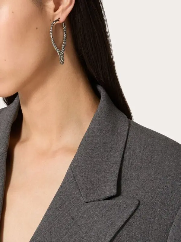 Valentino Garavani Shadowshine Crystal Hoop Earrings - Silver