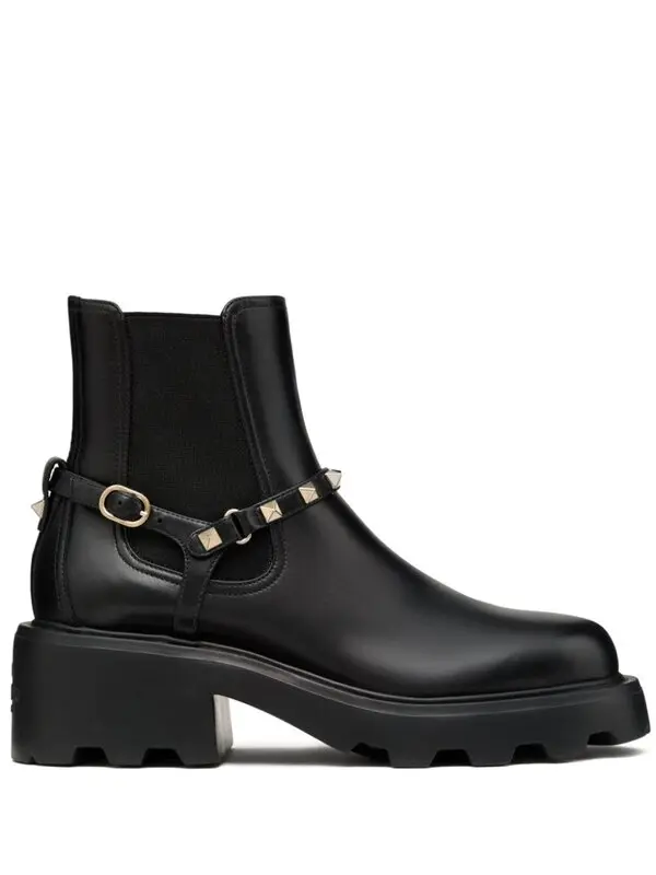 Valentino Garavani 55mm Rockstud Beatle Boots - Black