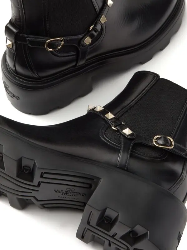 Valentino Garavani 55mm Rockstud Beatle Boots - Black
