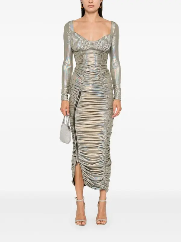 MITILIANE COUTURE Holographic-effect Maxi Dress