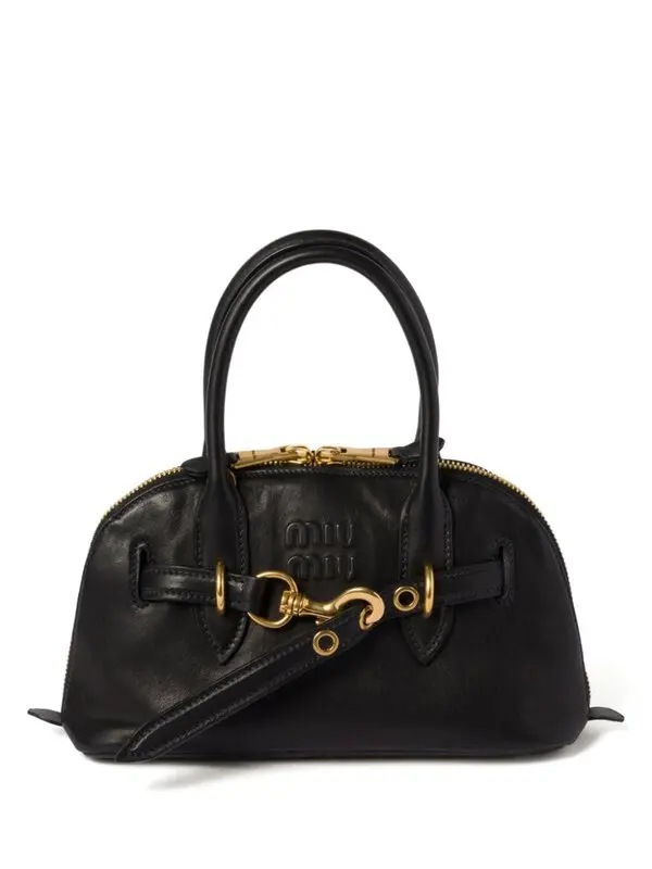 Miu Miu Aventure Leather Tote Bag - Black