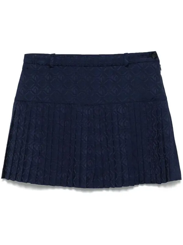 MARINE SERRE Moon Diamond Jacquard Pleated Mini Skirt - Blue