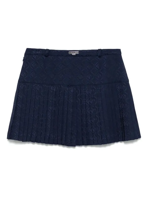 MARINE SERRE Moon Diamond Jacquard Pleated Mini Skirt - Blue