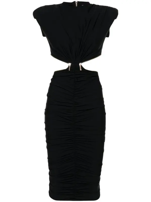 knee length dresses for ladies Women's Dominique Sweetheart Draped Midi Dress XS/S/M/L/XL Black MEAN BLVD