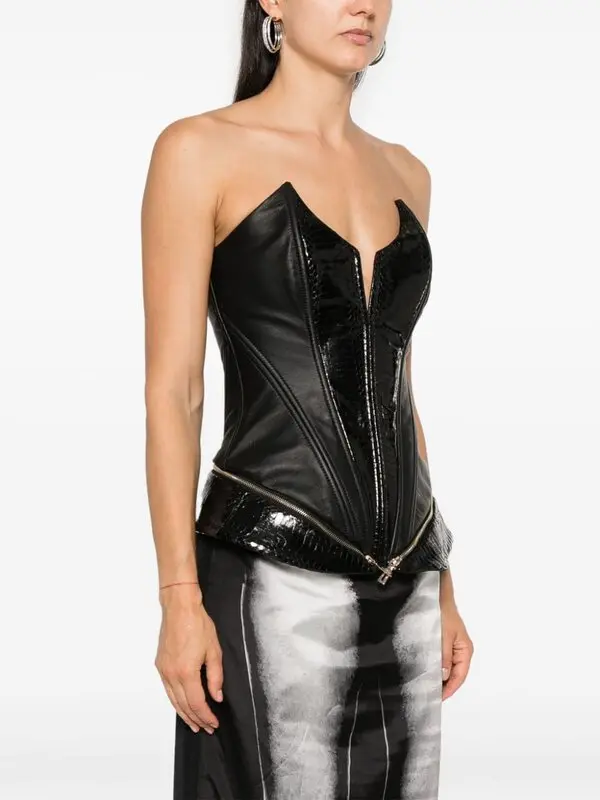 MITILIANE COUTURE Leather Snakeskin Corset Top