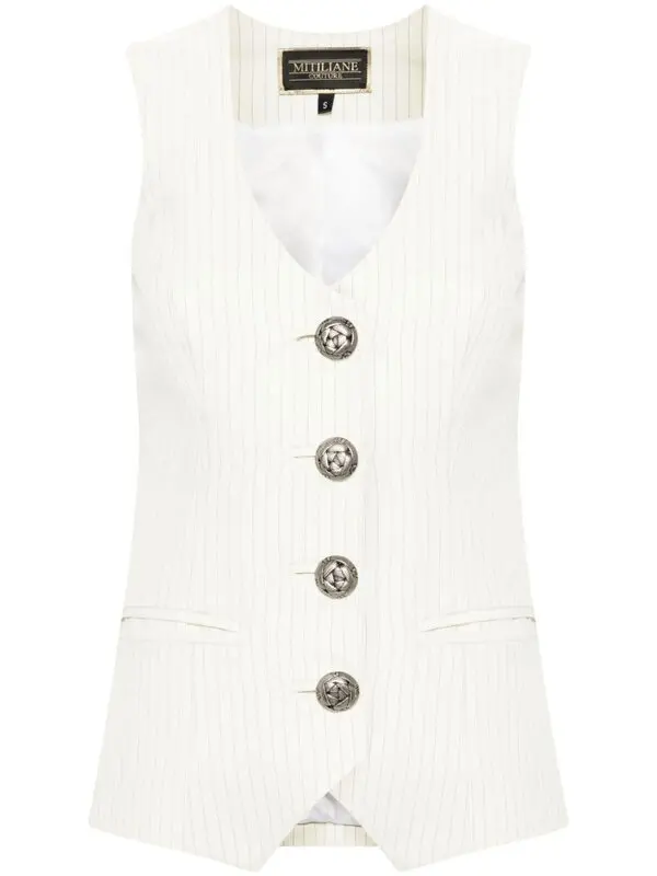 MITILIANE COUTURE Pinstriped Vest - White