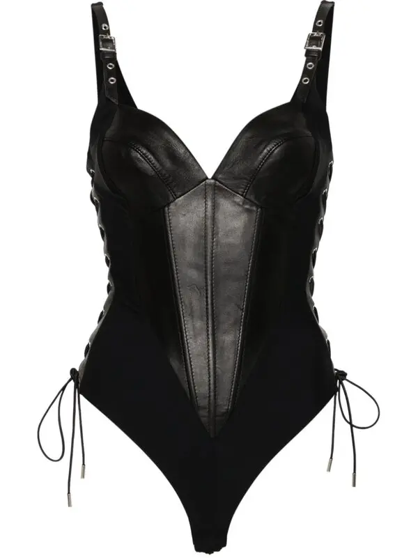MITILIANE COUTURE Leather-trim Bodysuit