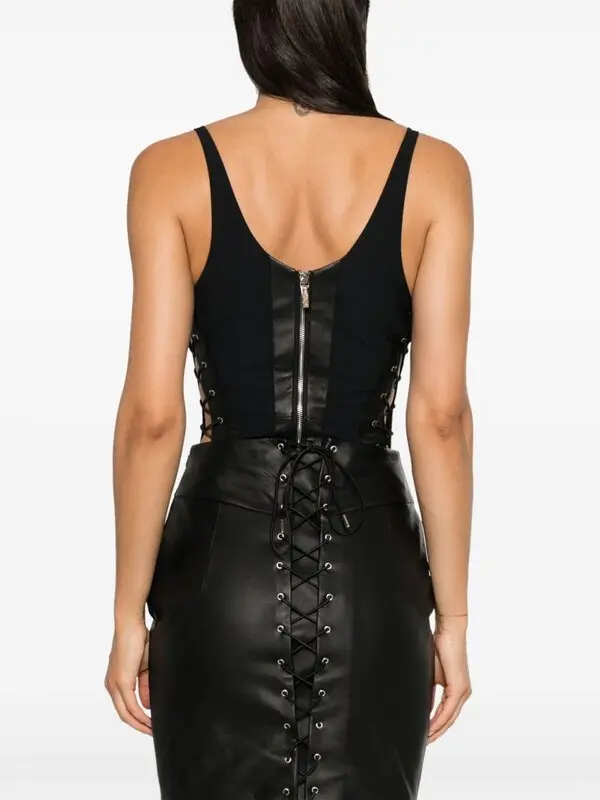 MITILIANE COUTURE Leather-trim Bodysuit