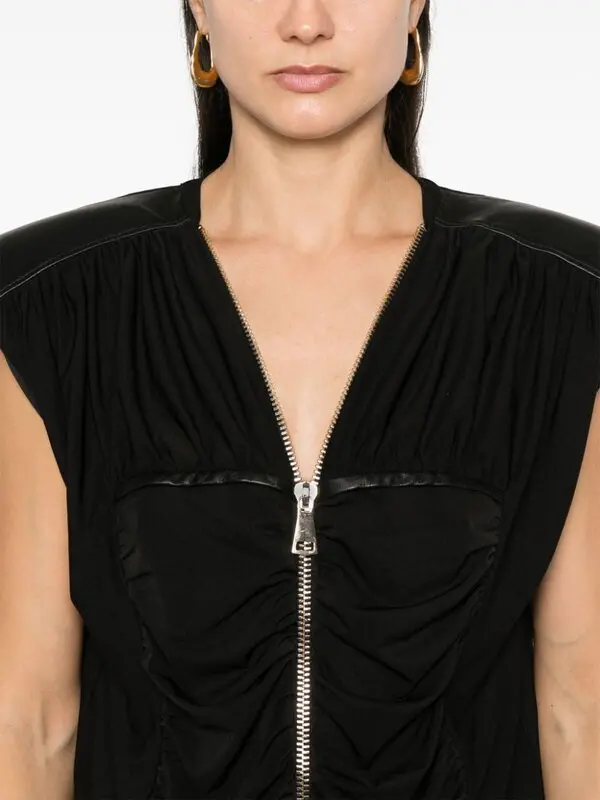 MITILIANE COUTURE Leather-trimmed Top
