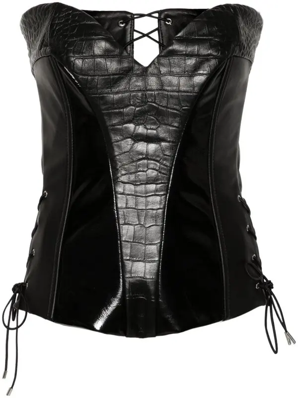 MITILIANE COUTURE Crocodile-embossed Corset Top