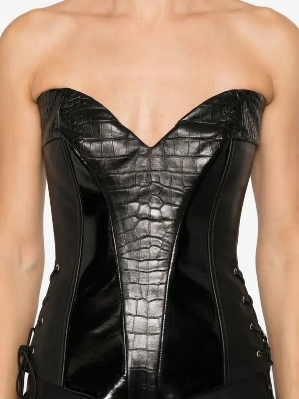 MITILIANE COUTURE Crocodile-embossed Corset Top