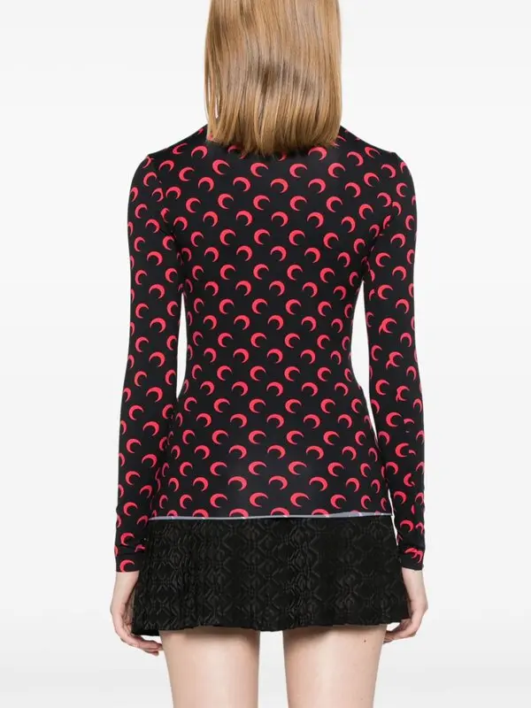 MARINE SERRE Moon-print Jersey T-shirt - Black