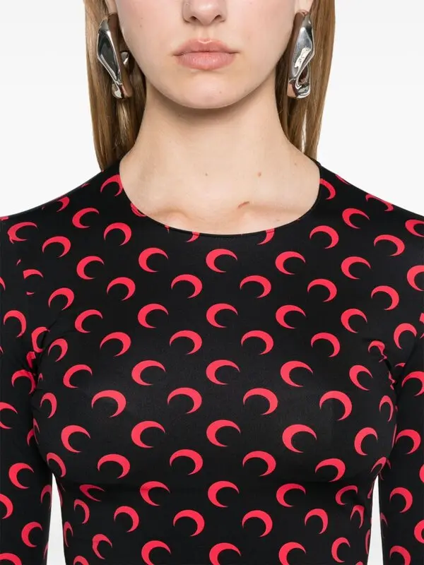 MARINE SERRE Moon-print Jersey T-shirt - Black