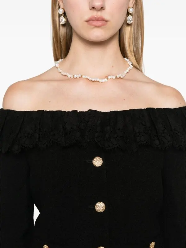 Alessandra Rich Off-shoulder Tweed Jacket