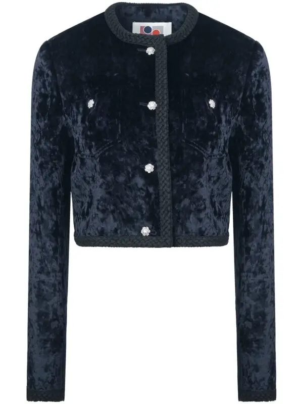 Ports 1961 Floral Velvet-effect Jacket - Blue