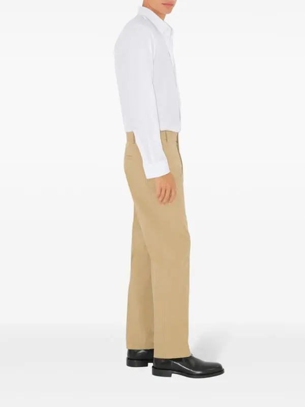 Burberry Logo-embroidered Cotton Chino Trousers - Neutrals