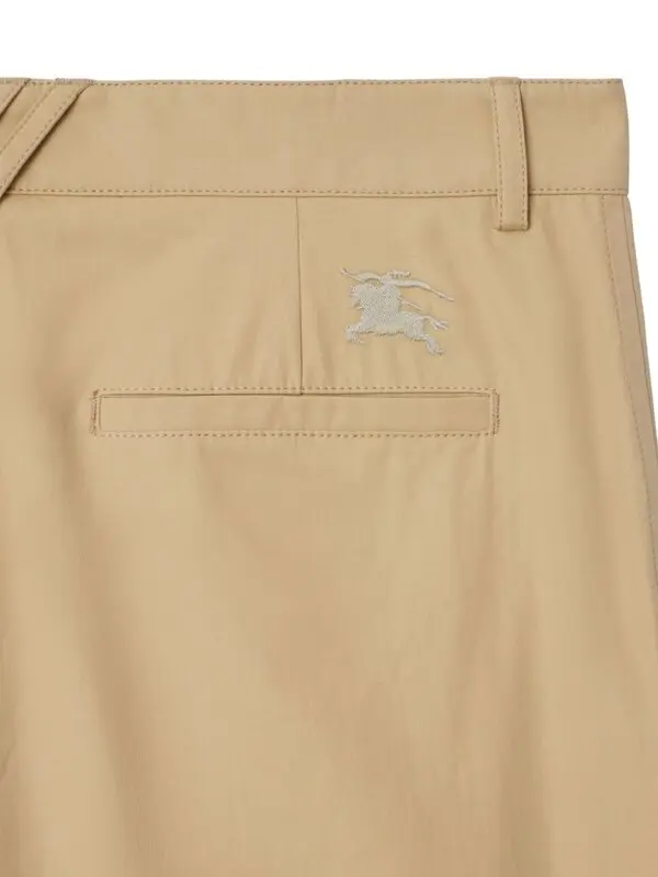Burberry Logo-embroidered Cotton Chino Trousers - Neutrals
