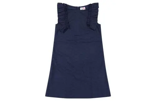 Busy Bees Grace Ruffle Sleeve Shift Dress - Navy Eyelet