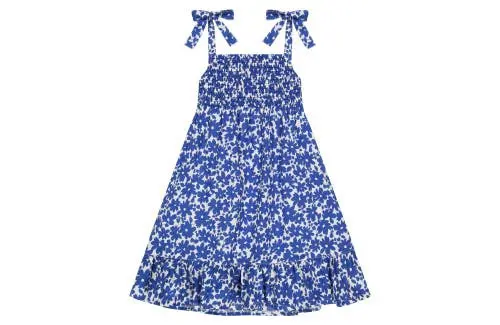 Busy Bees India Shoulder Tie Sundress - Blue Poppy